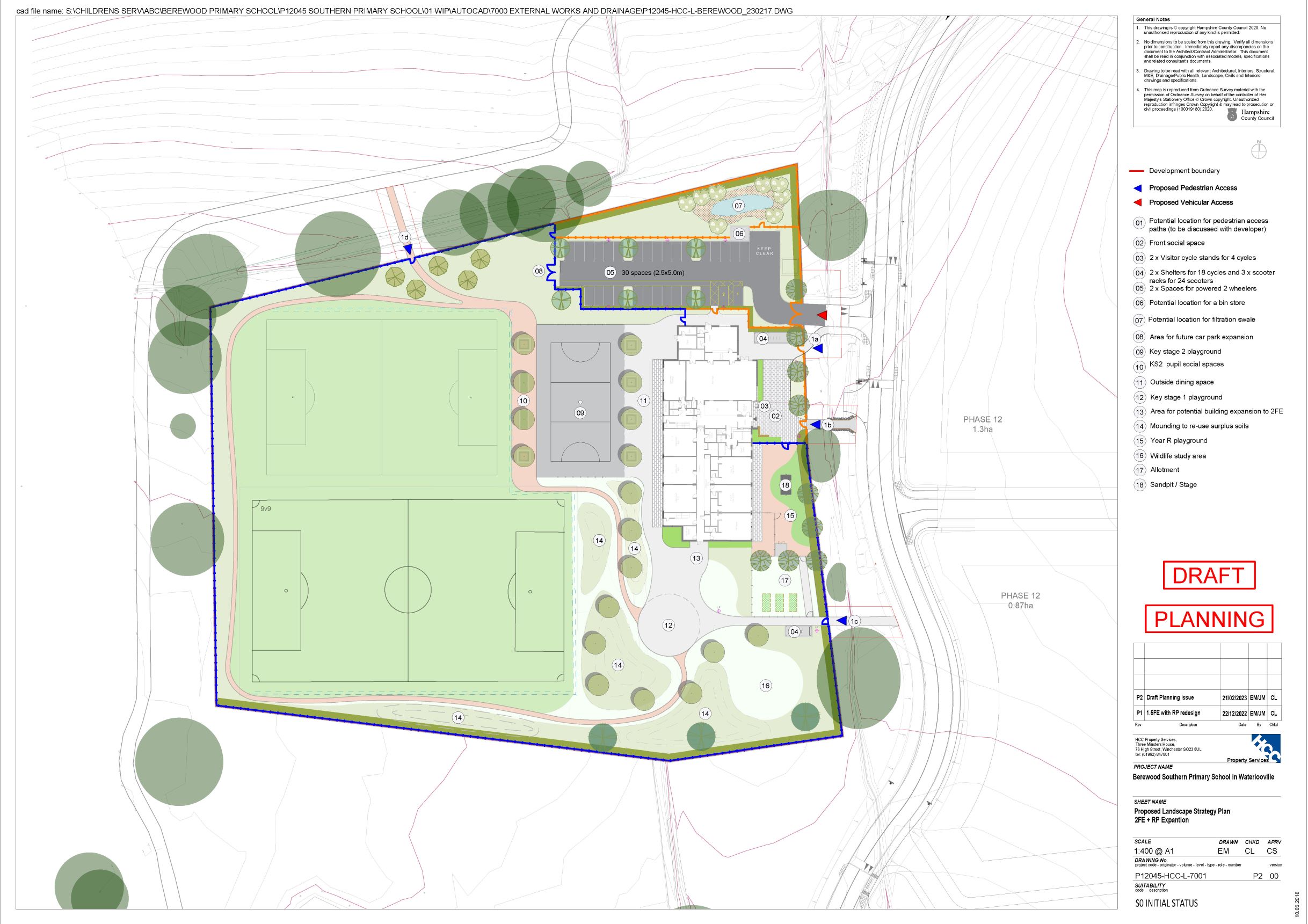 Proposal for Second Primary School - Berewood Hampshire
